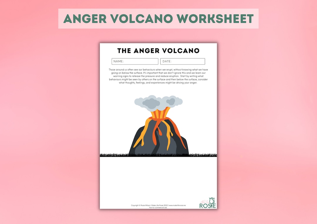 Anger Volcano Worksheet. Mental Health Printable, Therapy Tools ...