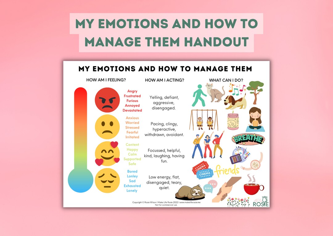 My Emotions and How to Manage Them Handout. Mental Health Printable ...