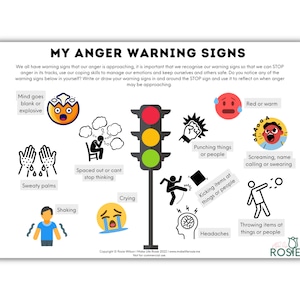 My Anger Warning Signs Worksheet for Teens and Kids. Mental | Etsy