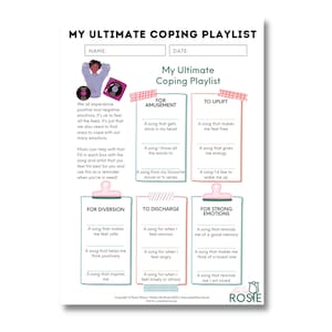 My Ultimate Coping Playlist Worksheet for Teens. Mental Health ...