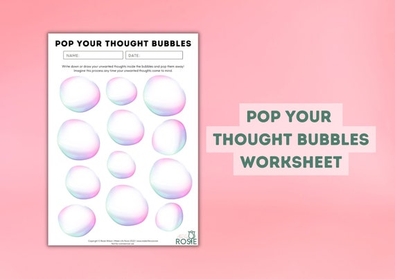 Pop Your Thought Bubbles Worksheet for Kids. Mental Health - Etsy Australia