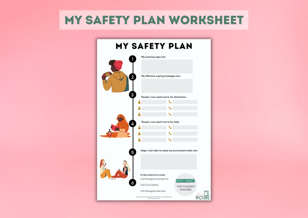 My Safety Plan Worksheet and Handout for Teens. Mental Health Printable ...