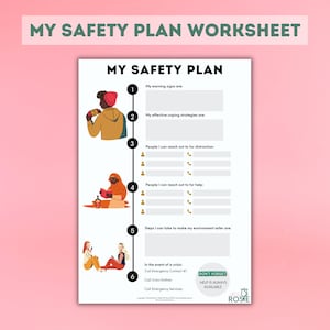 My Safety Plan Worksheet and Handout for Teens. Mental Health Printable ...