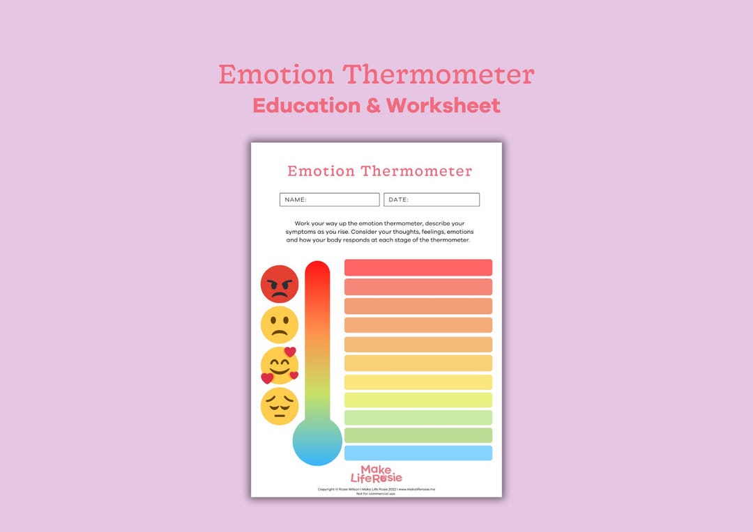 Anger Thermometer Worksheet for Kids. Mental Health Printable, Therapy ...