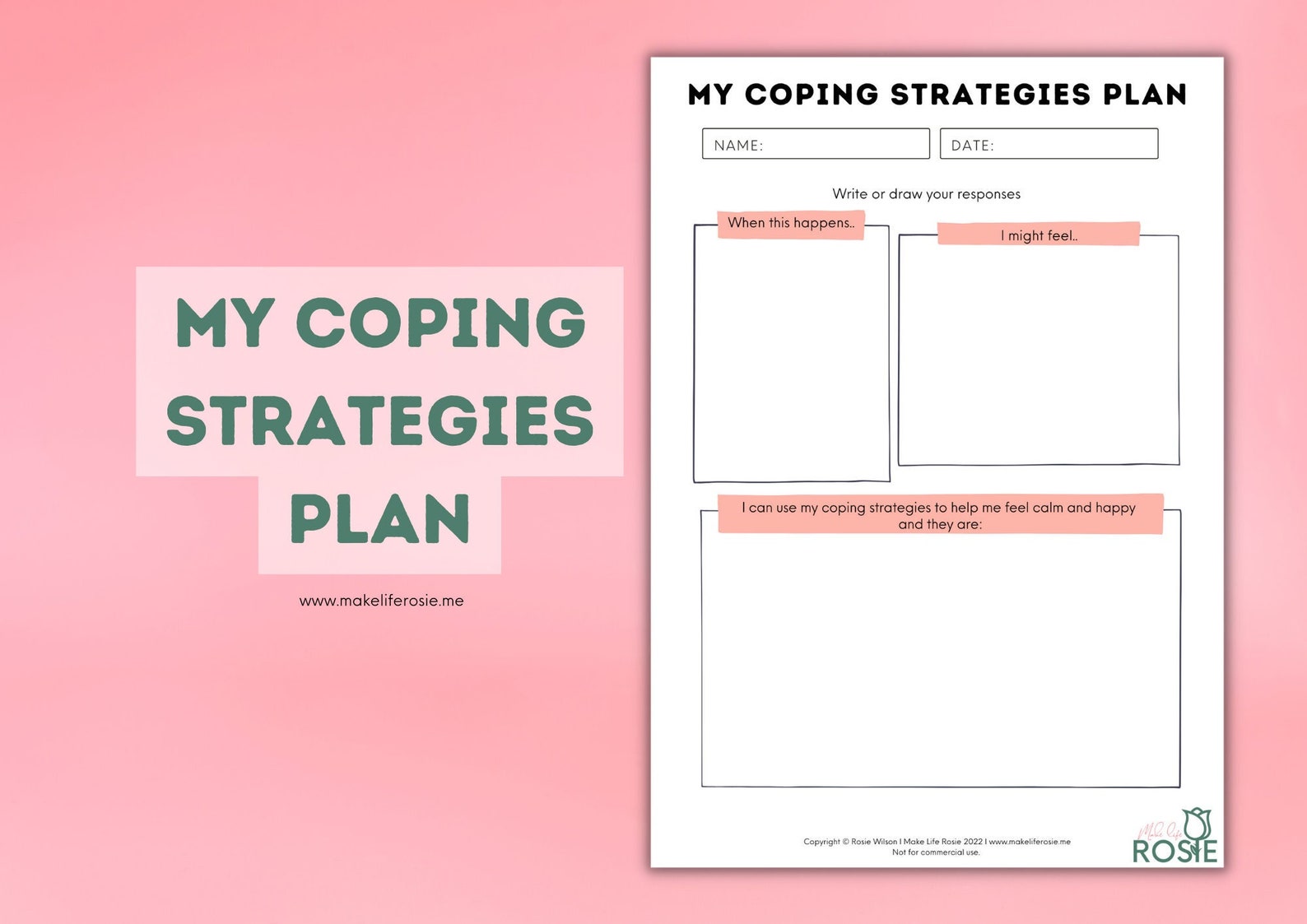 Coping Strategies Plan Worksheet for Teens and Kids. Mental Health ...