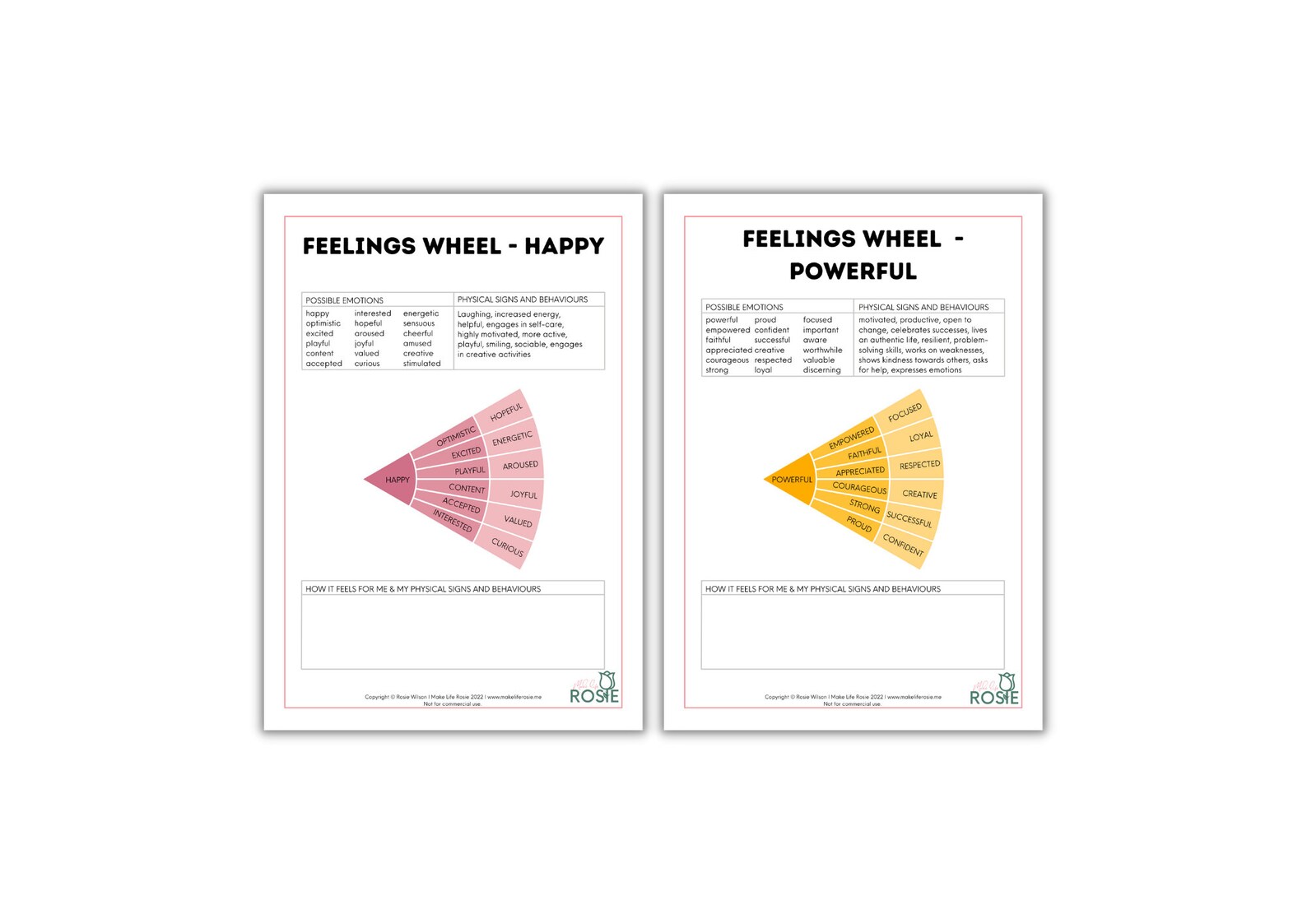 Feelings Wheel Workbook 28 Pages. Mental Health Printable, Therapy ...