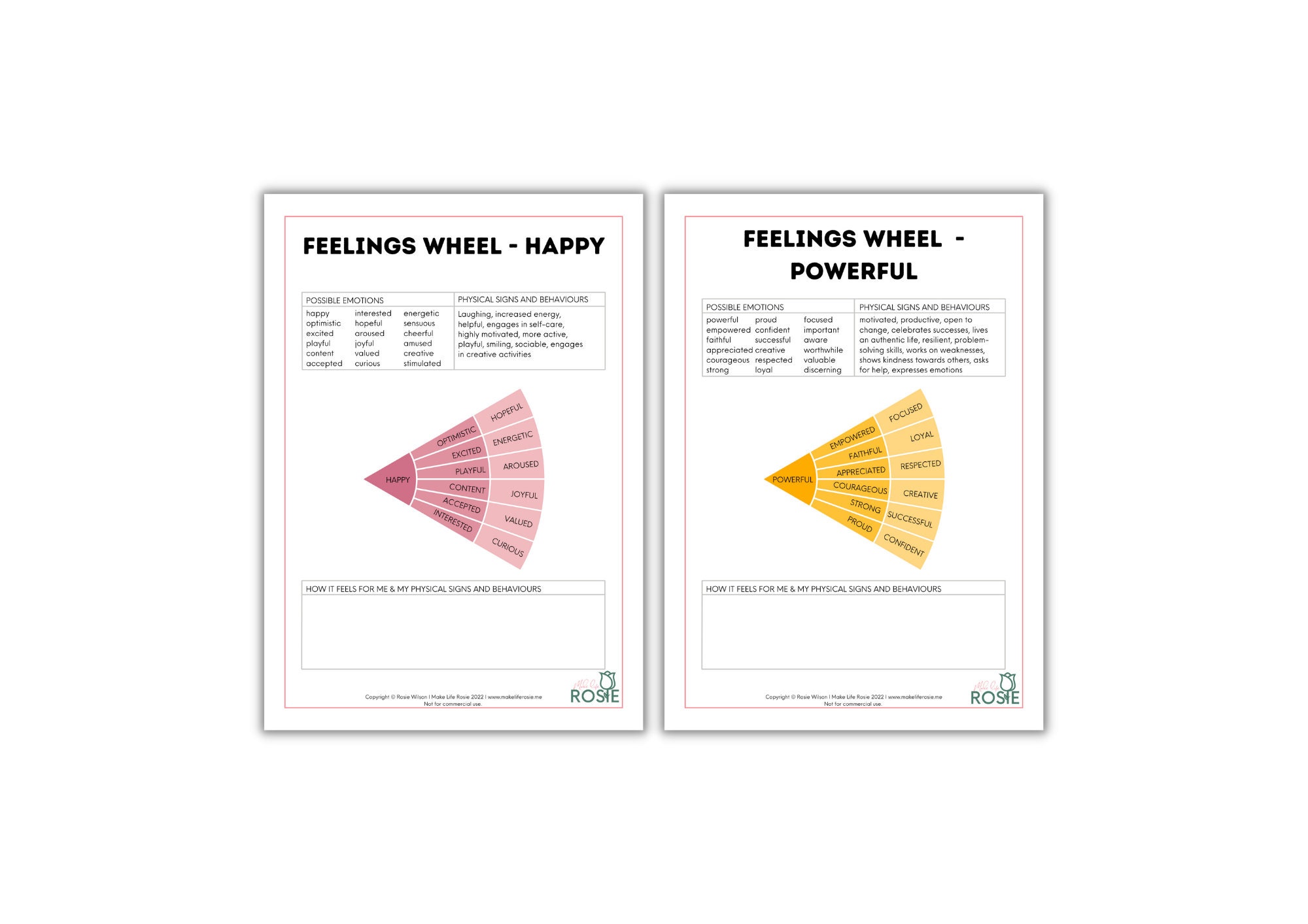 Feelings Wheel Workbook 28 Pages. Mental Health Printable, Therapy ...