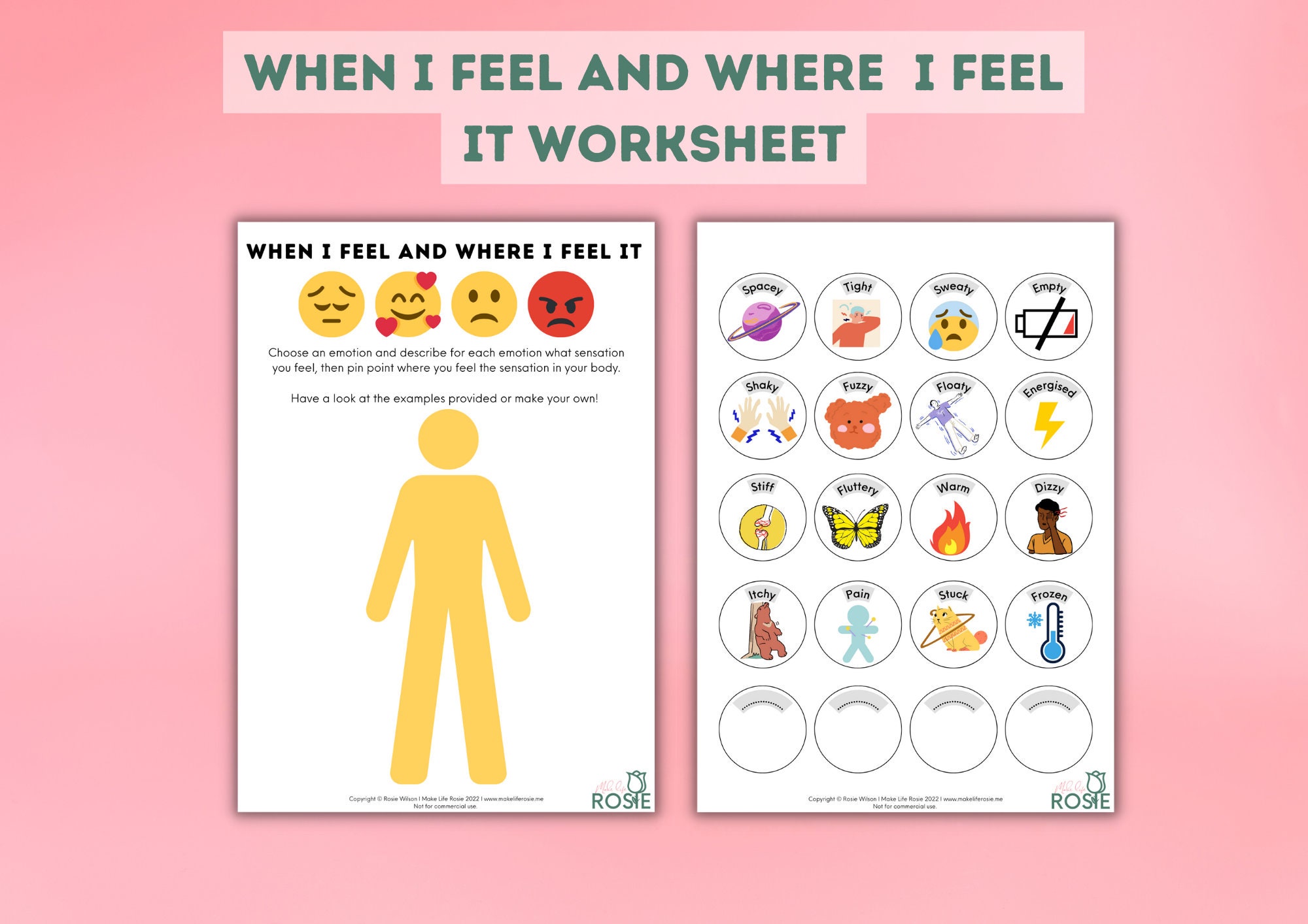 When I Feel and Where I Feel It Worksheet for Teens and Kids. Feeling ...