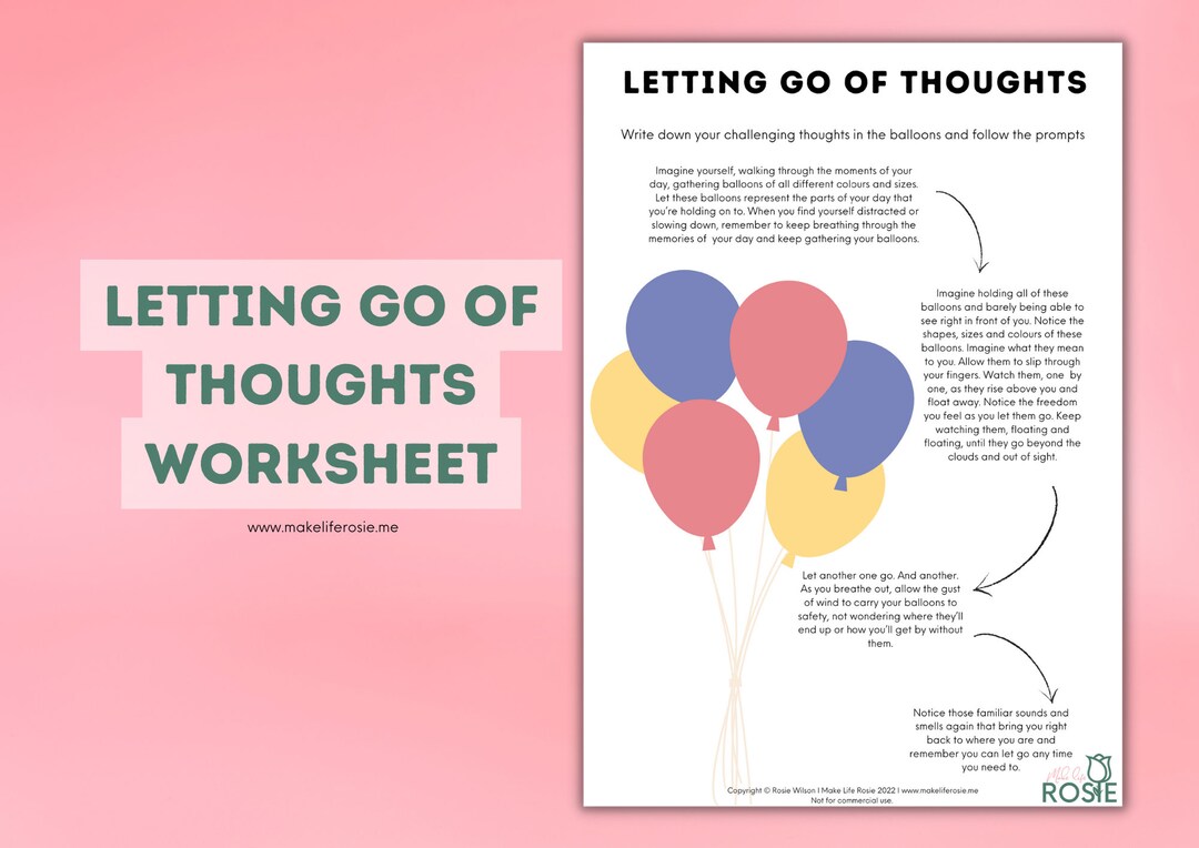 Letting Go of Thoughts Worksheet for Teens. Mindfulness Worksheet ...