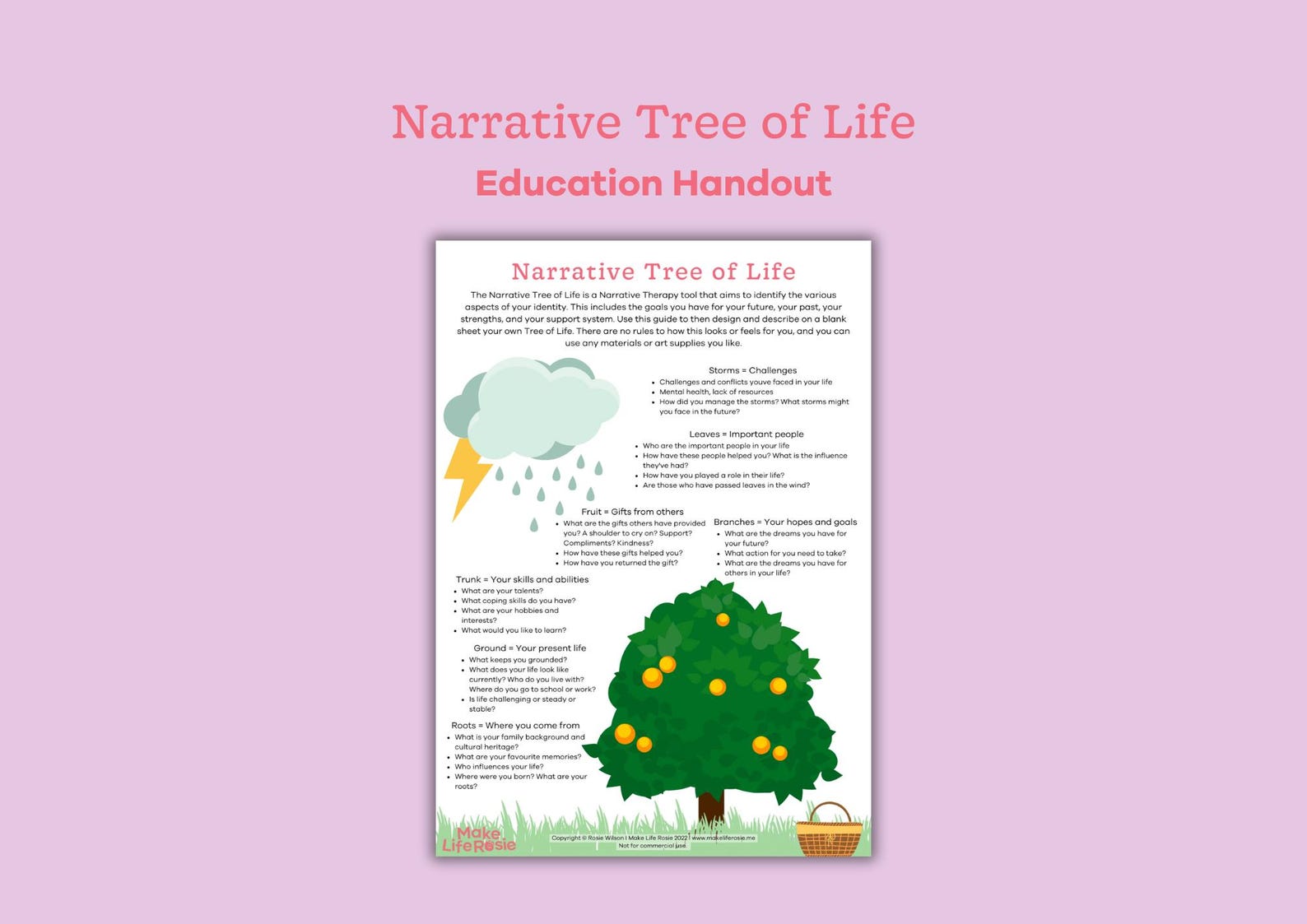 Narrative Therapy Tree of Life Tool. Mental Health Printable, Therapy ...