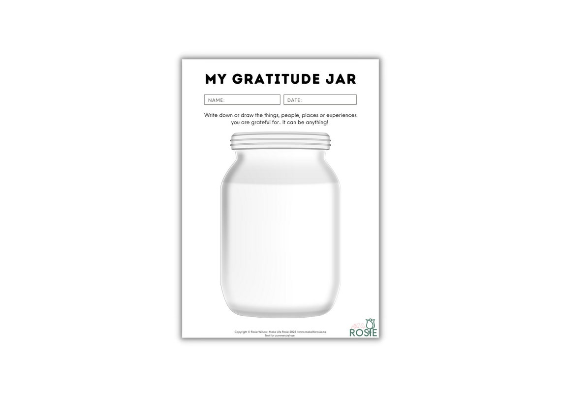 My Gratitude Jar Worksheet. Mental Health Printable Therapy Tools for ...
