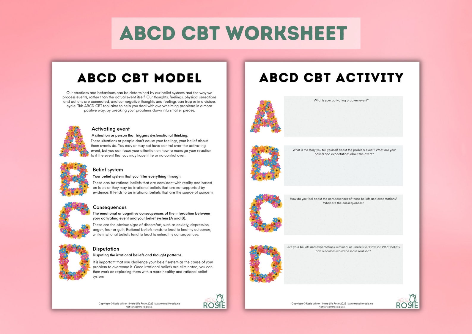 ABCD CBT Model With Worksheet. Cognitive Behaviour Therapy for Teens ...