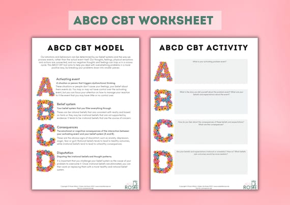 ABCD CBT Model With Worksheet. Cognitive Behaviour Therapy for | Etsy