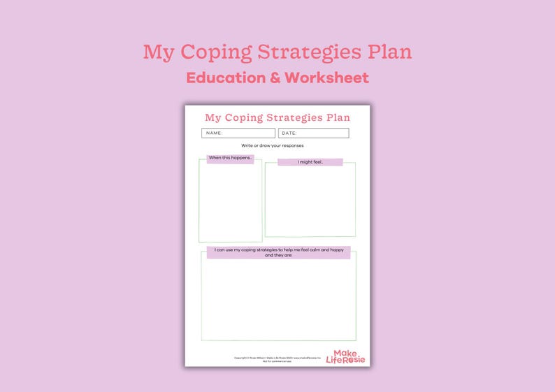 Coping Strategies Plan Worksheet for Teens and Kids. Mental Health ...