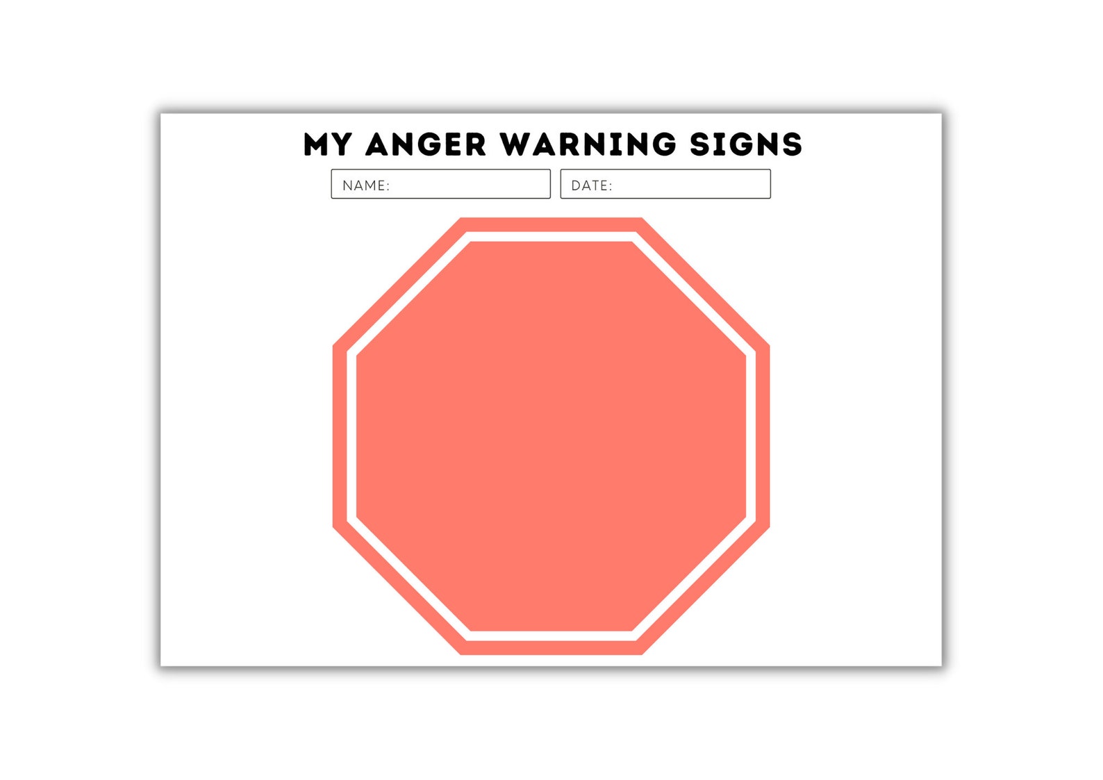My Anger Warning Signs Worksheet for Teens and Kids. Mental | Etsy