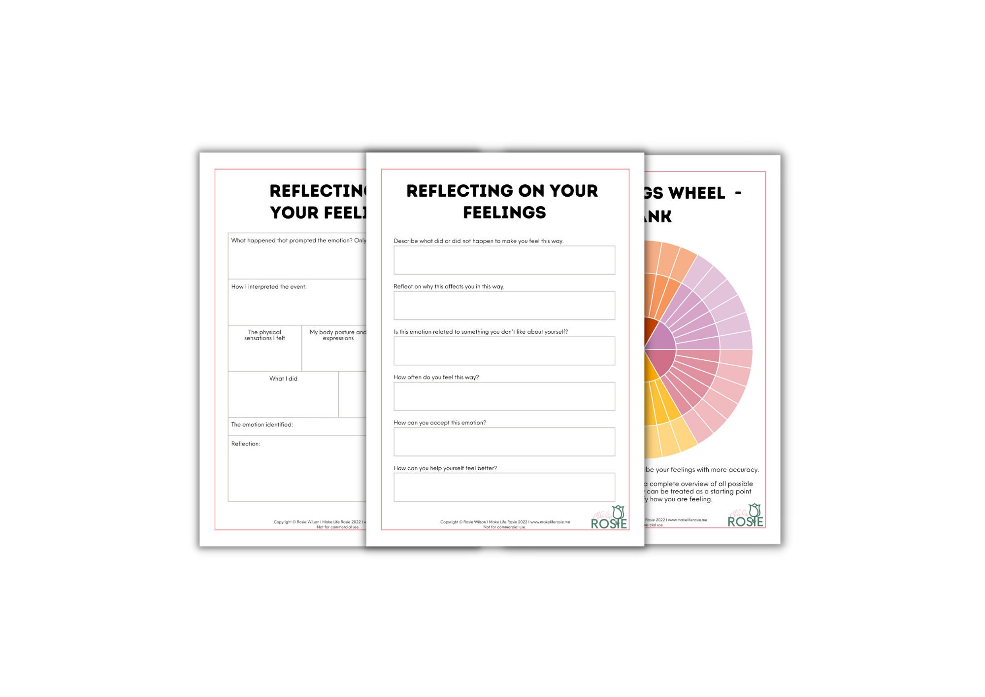 Feelings Wheel Workbook 28 Pages. Mental Health Printable, Therapy ...