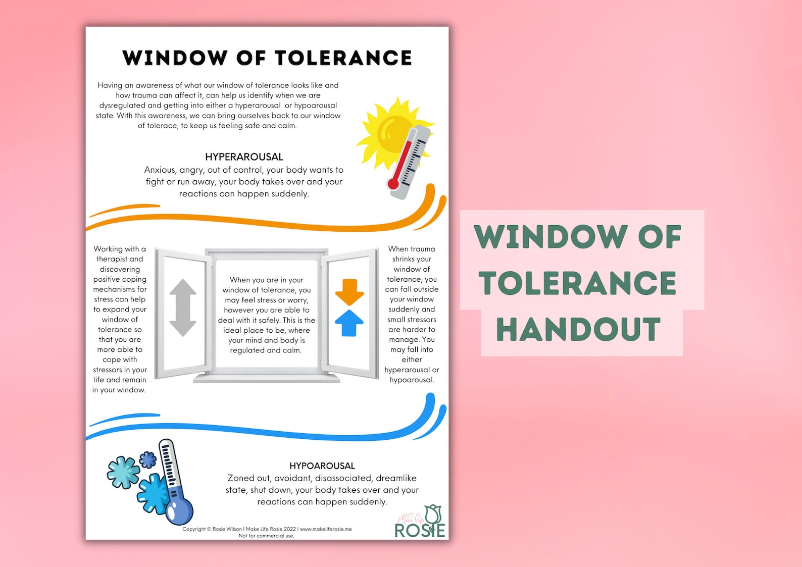 Window of Tolerance Handout for Teens. Mental Health | Etsy