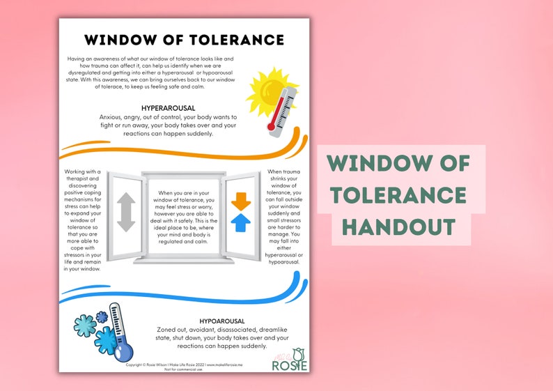 Window of Tolerance Handout for Teens. Mental Health | Etsy