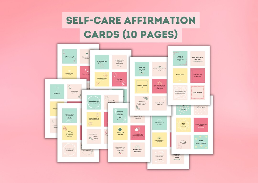 Self-care Affirmation Cards 10 Pages - Etsy