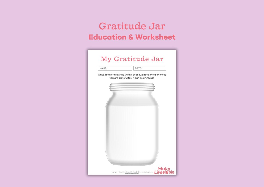 My Gratitude Jar Worksheet. Mental Health Printable Therapy Tools for ...