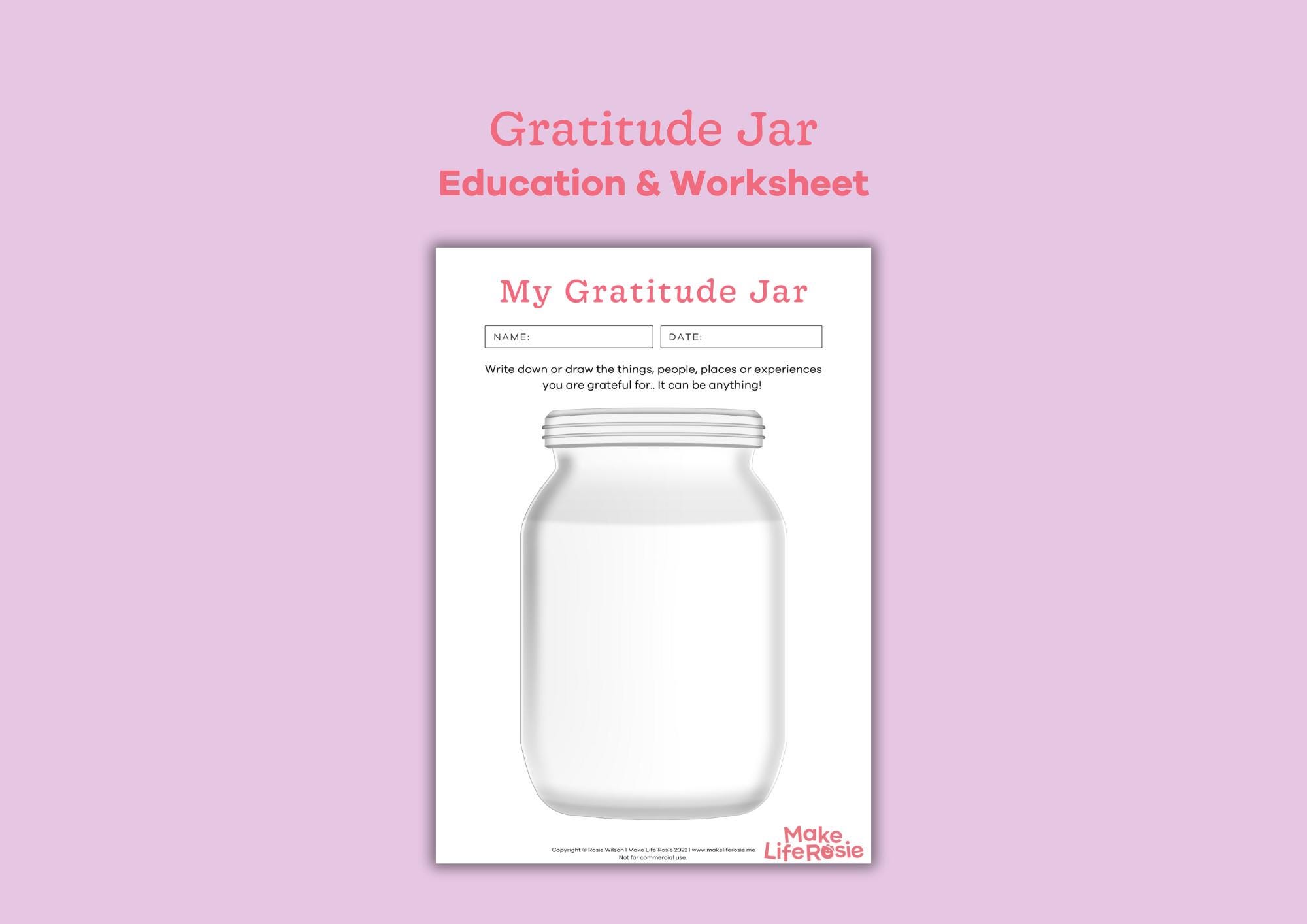 My Gratitude Jar Worksheet. Mental Health Printable Therapy Tools for ...