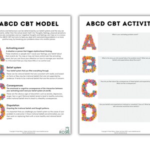 ABCD CBT Model With Worksheet. Cognitive Behaviour Therapy for Teens ...