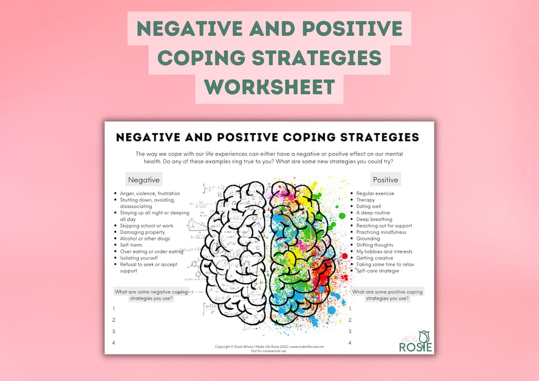 Negative and Positive Coping Strategies Worksheet for Teens. Trauma ...