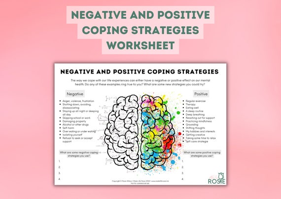 Negative and Positive Coping Strategies Worksheet for Teens. - Etsy