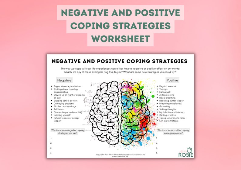 Negative and Positive Coping Strategies Worksheet for Teens. Trauma ...