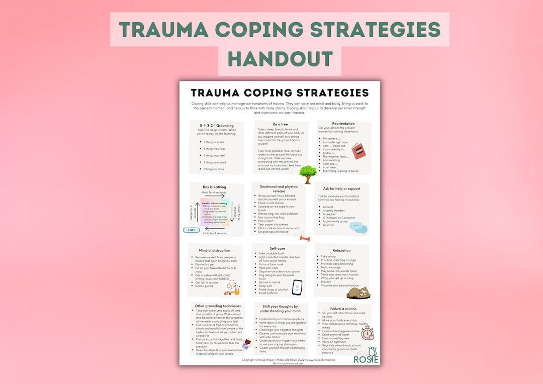 Trauma Coping Strategies for Teens Handout. Mental Health Printable ...