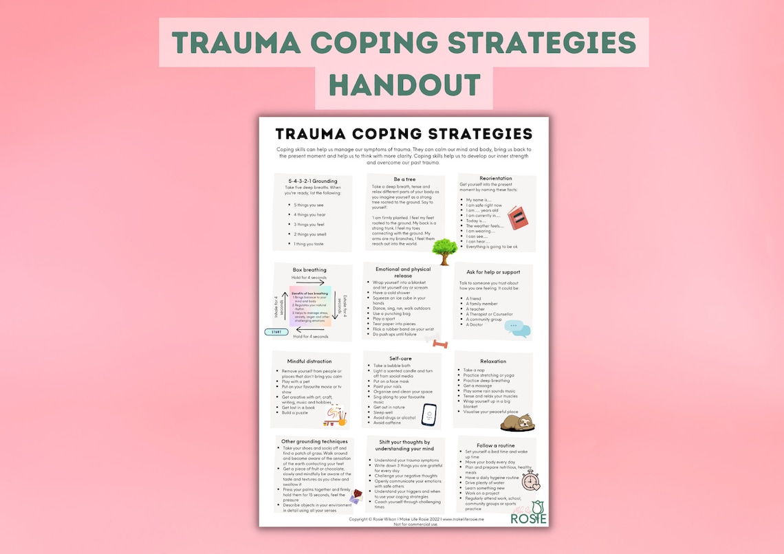 Trauma Coping Strategies for Teens Handout. Mental Health Printable ...