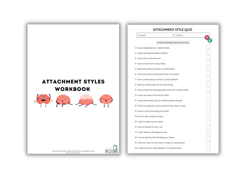 Attachment Styles Workbook. Mental Health Printable Therapy | Etsy