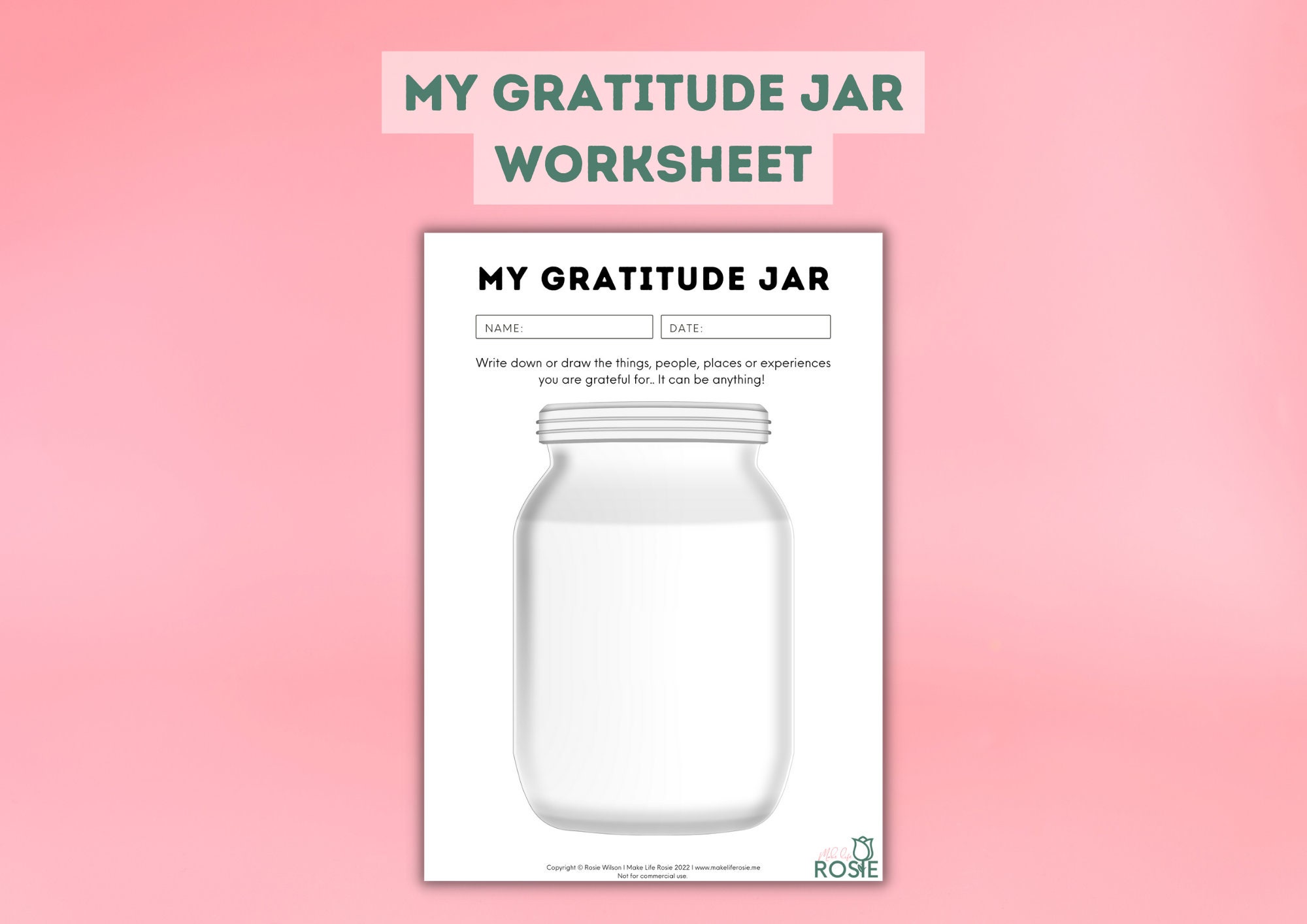 My Gratitude Jar Worksheet. Mental Health Printable Therapy Tools for ...