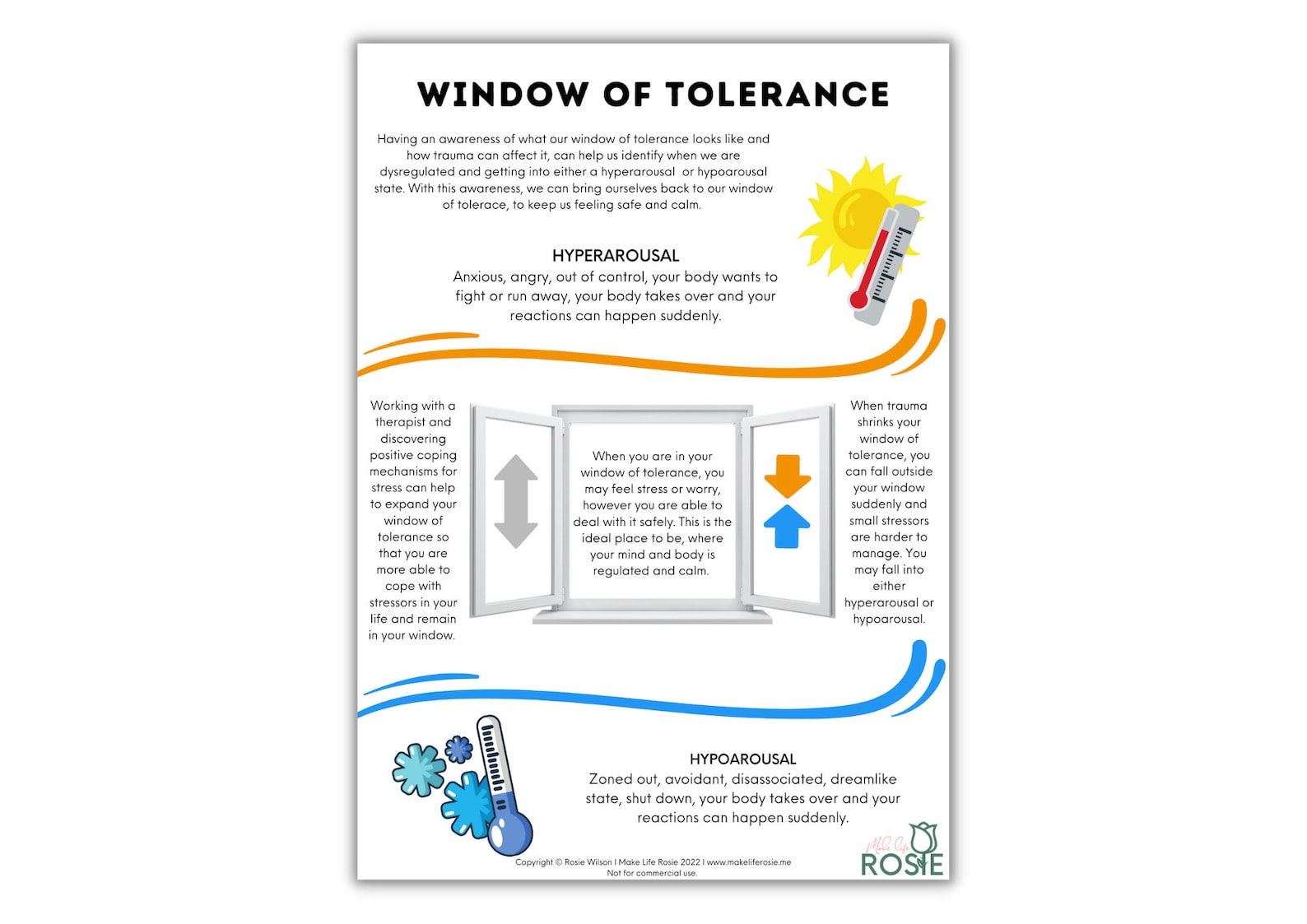 Window of Tolerance Handout for Teens. Mental Health | Etsy