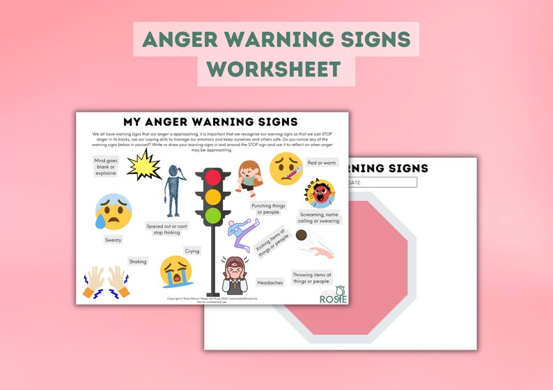 My Anger Warning Signs Worksheet for Teens and Kids. Mental Health ...