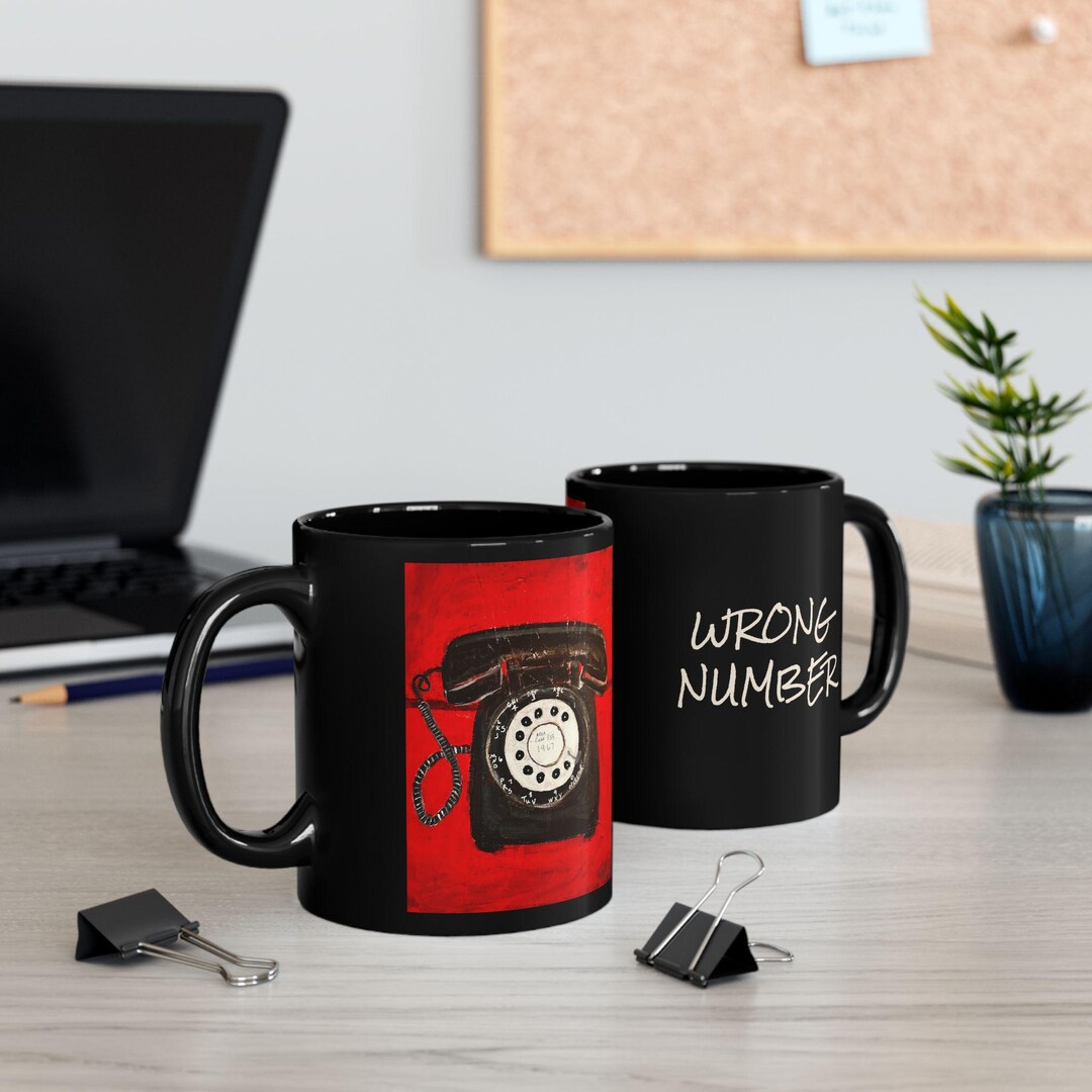 Vintage Rotary Phone Mug "wrong Number" | Retro Telephone Artwork on ...