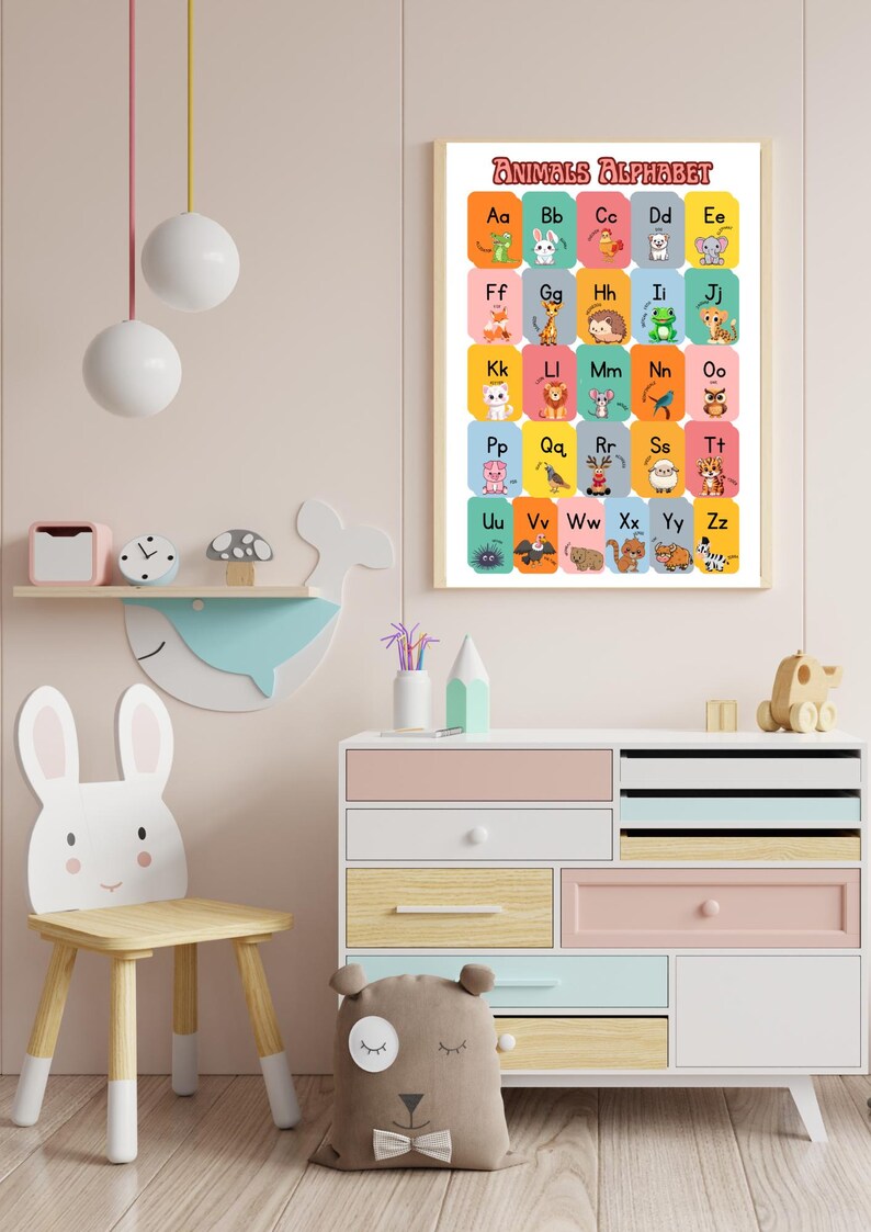 Animal Alphabet Poster for Kids | Cute Alphabet Wall Art | Printable ...