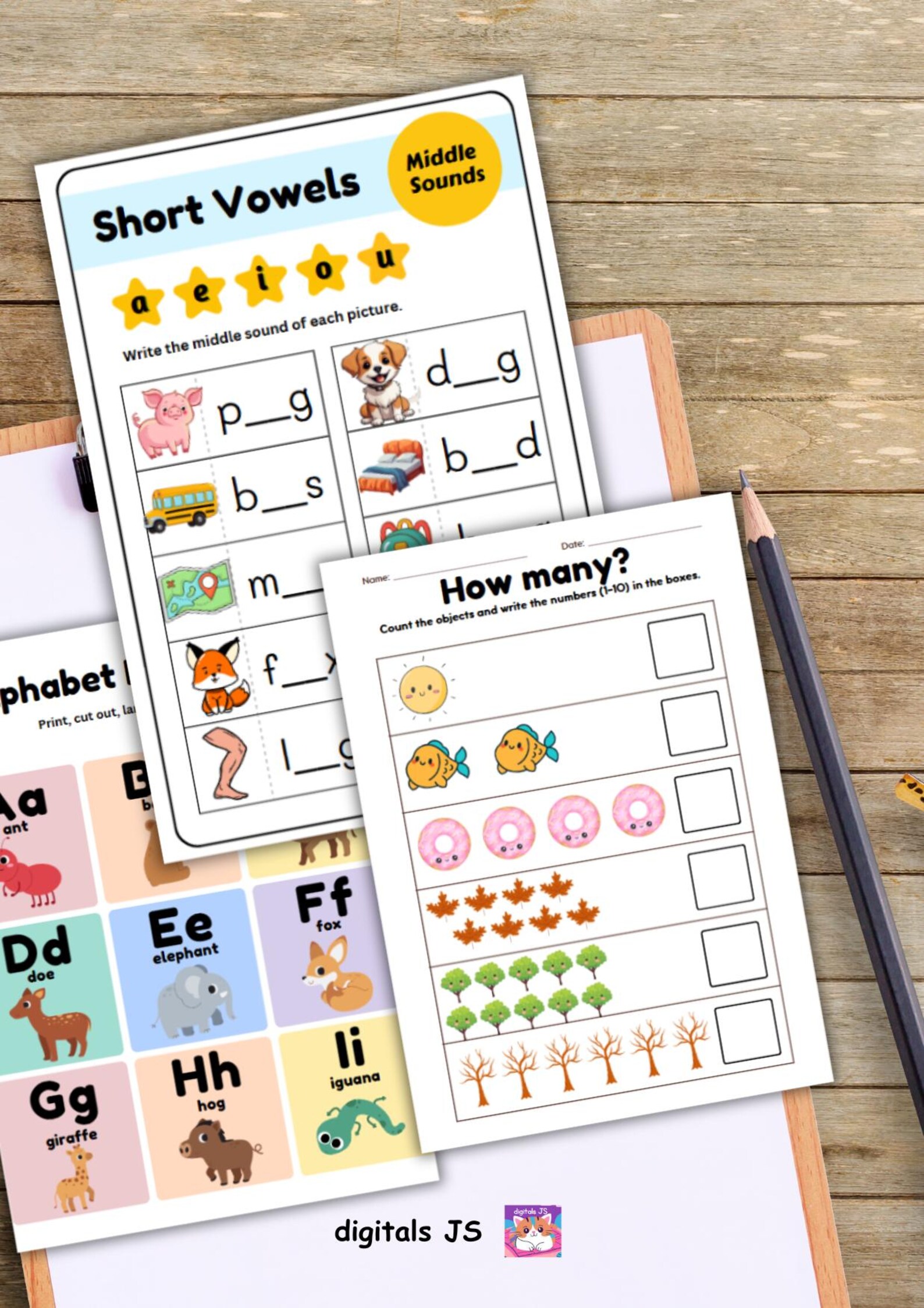 Preschool Learning Worksheets Bundle Printable Alphabet, Numbers, Math ...