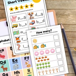 Preschool Learning Worksheets Bundle Printable Alphabet, Numbers, Math ...