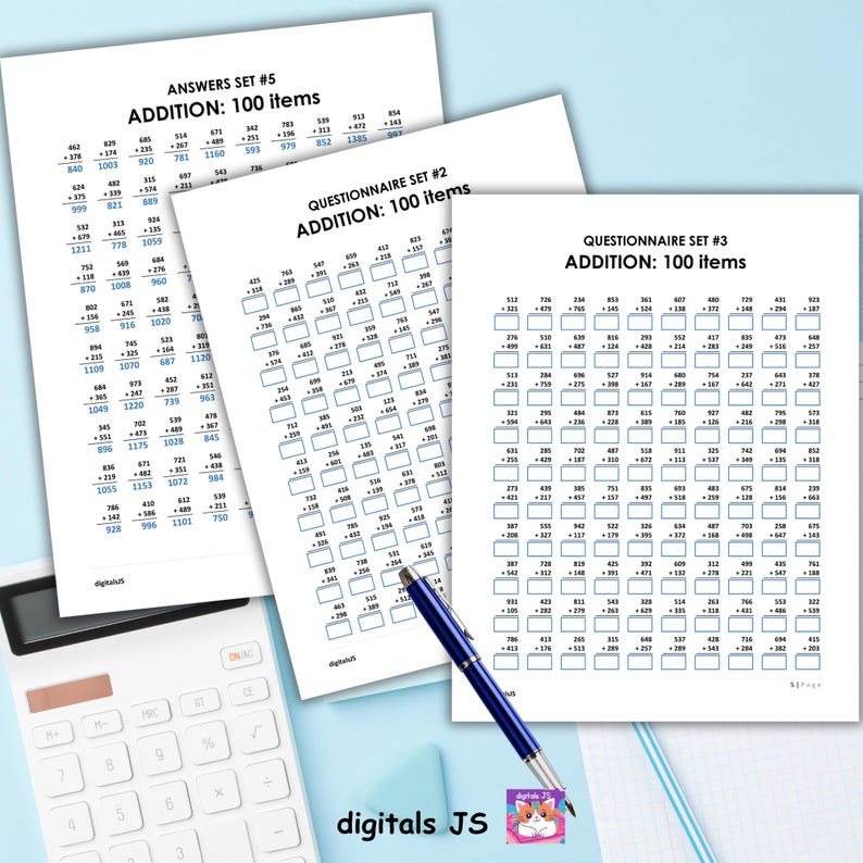 Addition Worksheets for Kids | 500 Items 3-digit Math Problems ...
