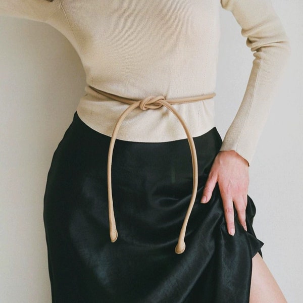 Leather Rope Belt Beige - Etsy