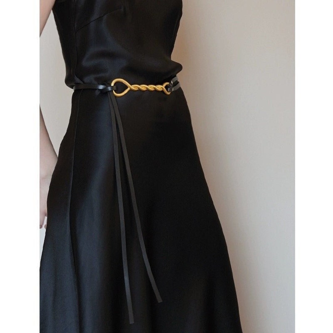 Top Grain Leather Rope Knotted Belt With Gold Buckle - Etsy