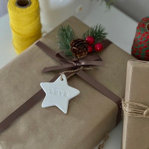 Set of 5 White Little Stars Christmas Ornaments Christmas Gifttags Gift ...