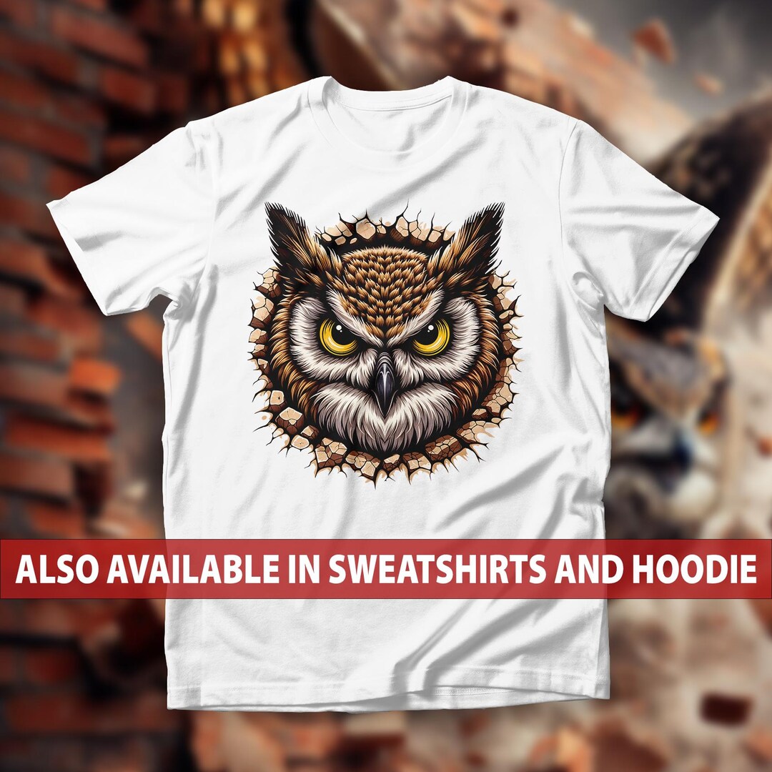 Owl Breaking Through Wall T-shirt, Nature Enthusiasts & Night Owls ...
