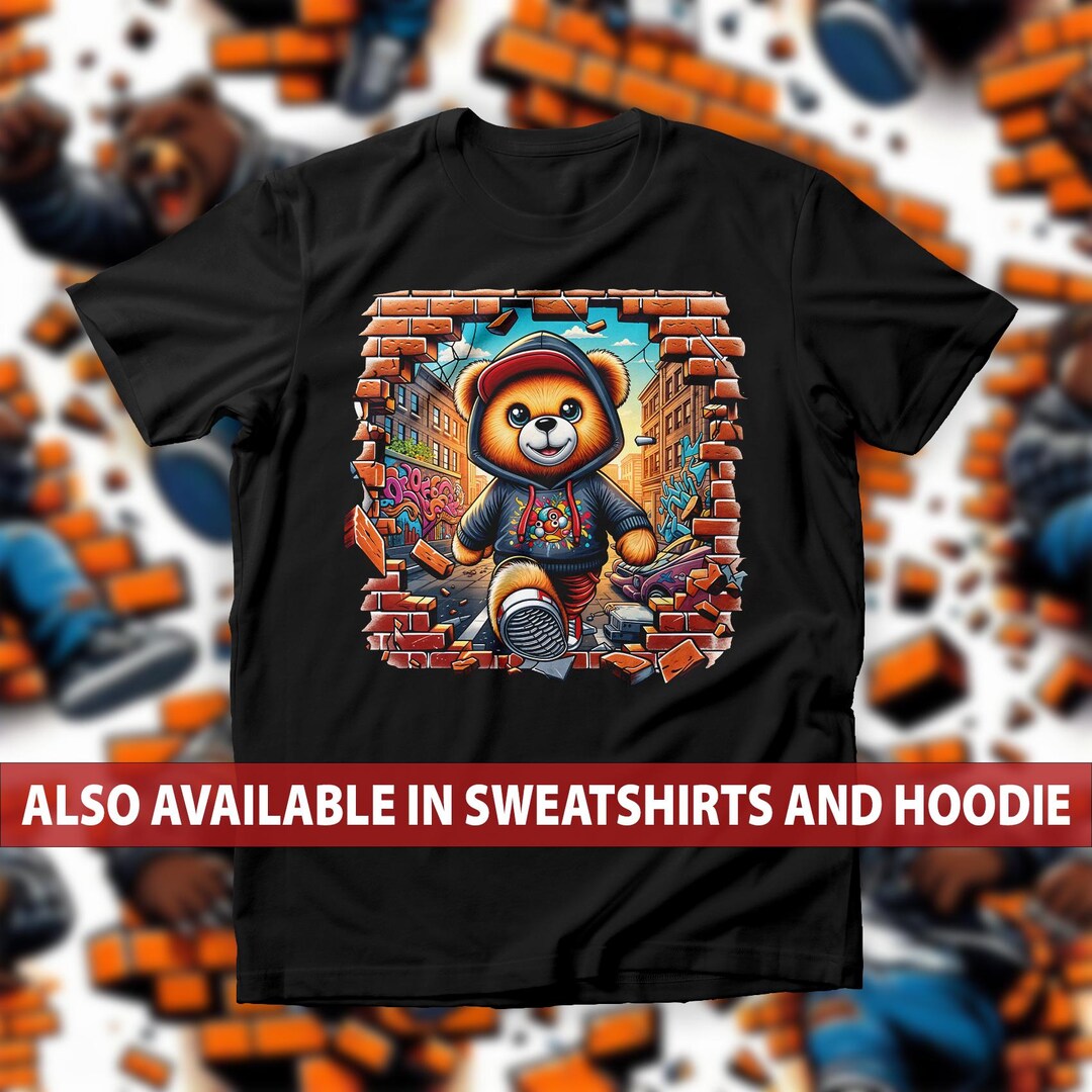 Epic Bear Breaking Through Brick Wall T-shirt, Powerful Bear Smashing ...