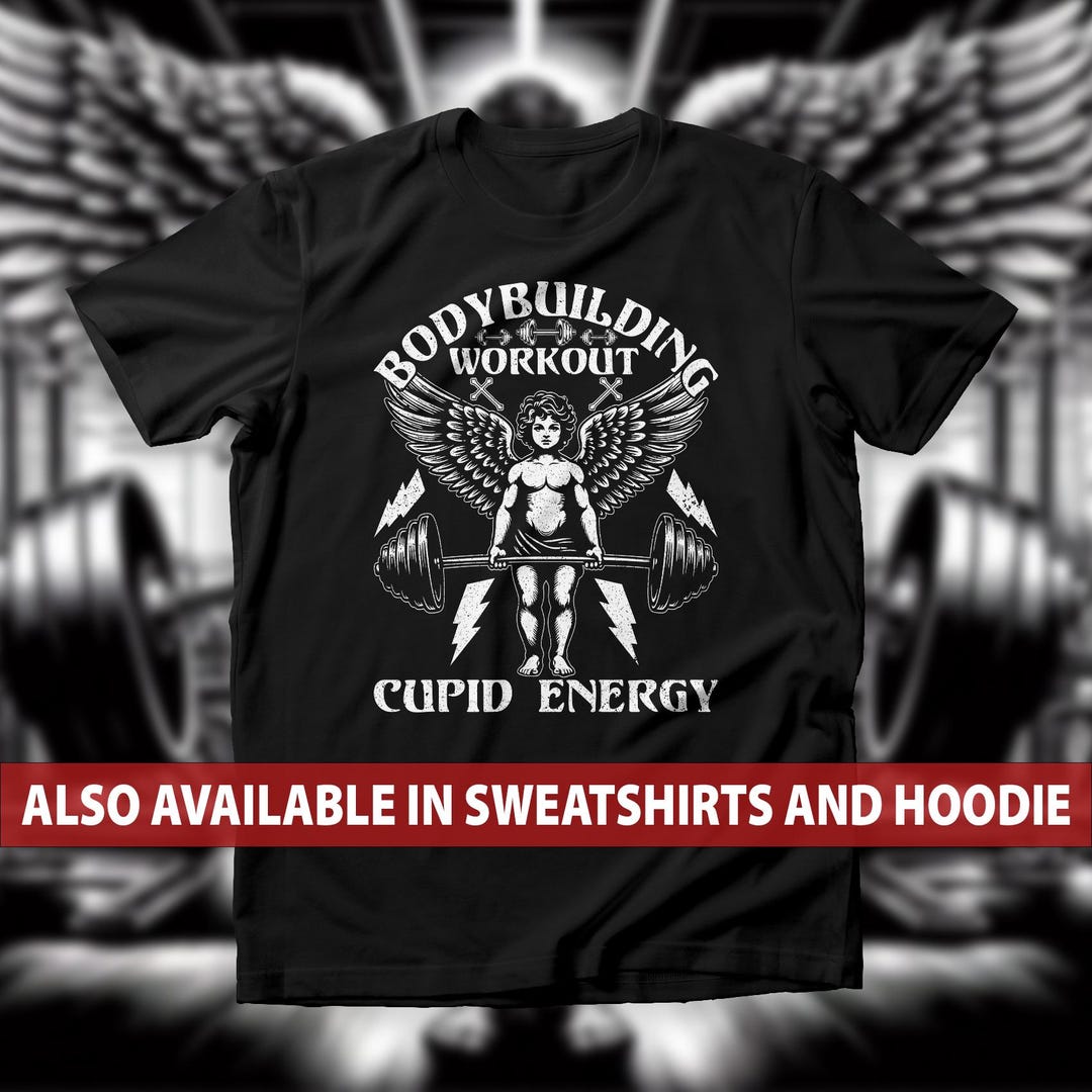 Cupid Energy Workout T-shirt, Gym Fanatic Hoodie, Winged Angel ...