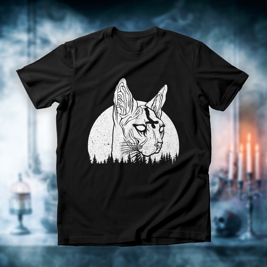 Death Metal Sphynx Cat Shirt, Satanic Gothic Tee, Black Metal Witchy ...