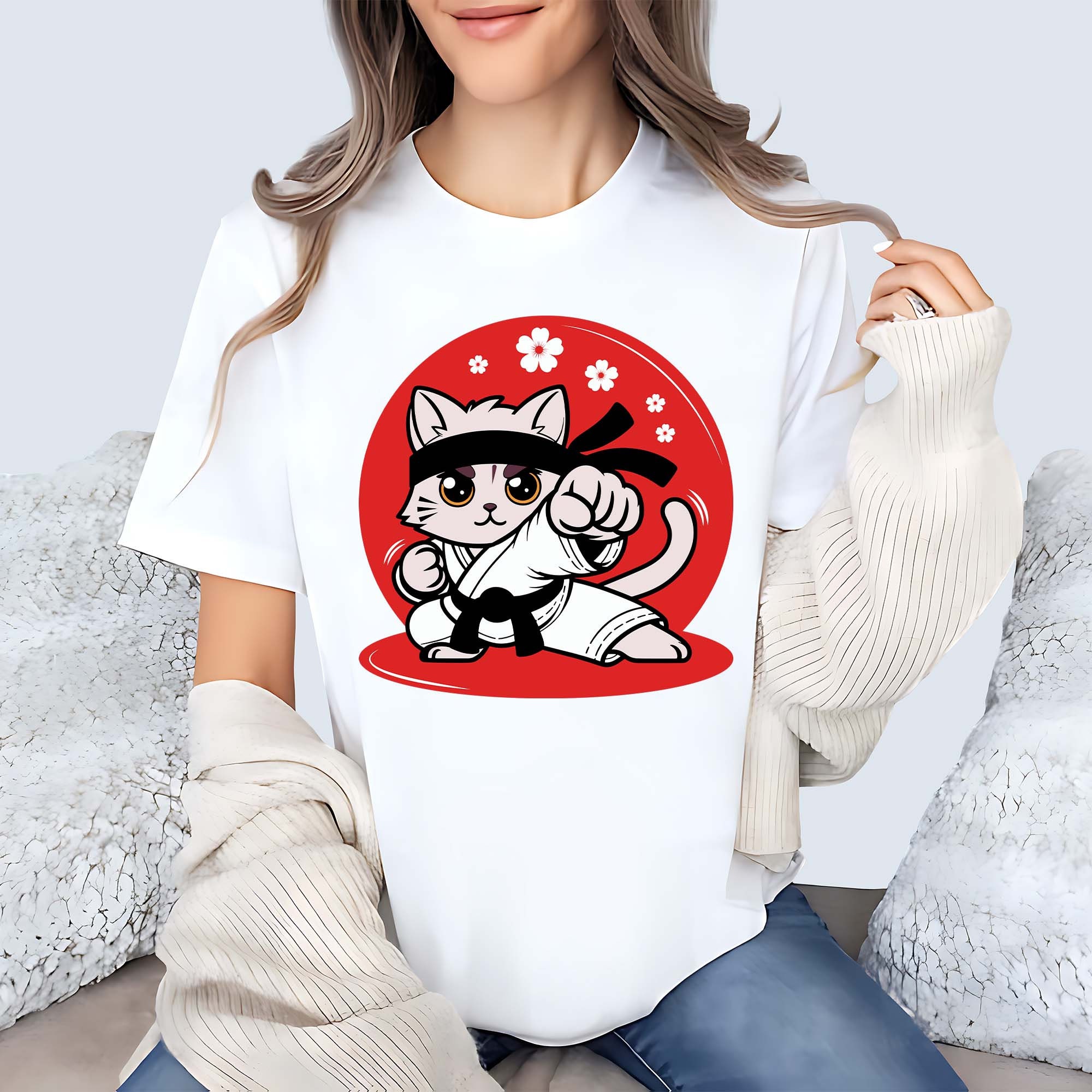 Anime Cat Karate Shirt, Cute Martial Arts Tee, Fighting Kitten ...