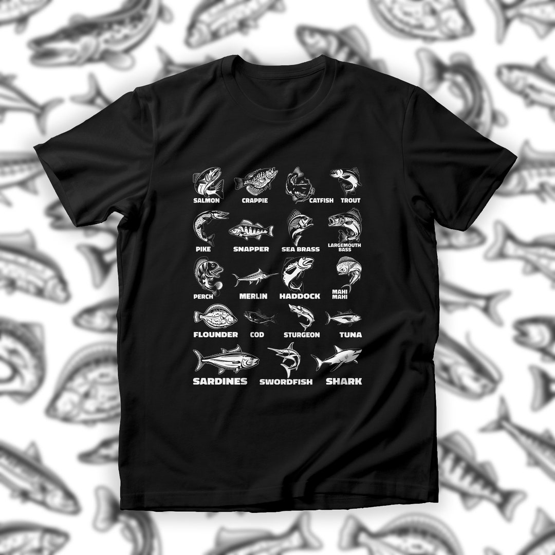 Types of Fish Shirt, Ocean Theme Tee, Fisherman Sweatshirt, Fishing ...