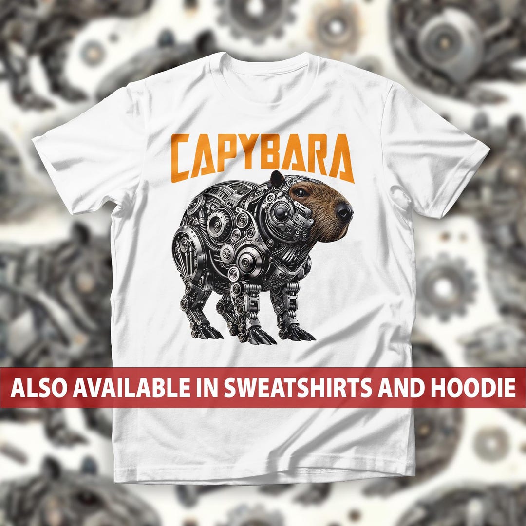 Cyber Mech Capybara T-shirt, Futuristic Steampunk Rodent Sweatshirt ...